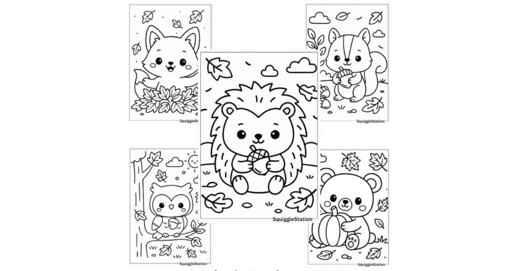 Cute Autumn Animals Coloring Pages (Free Printables) - Squigglestation.com