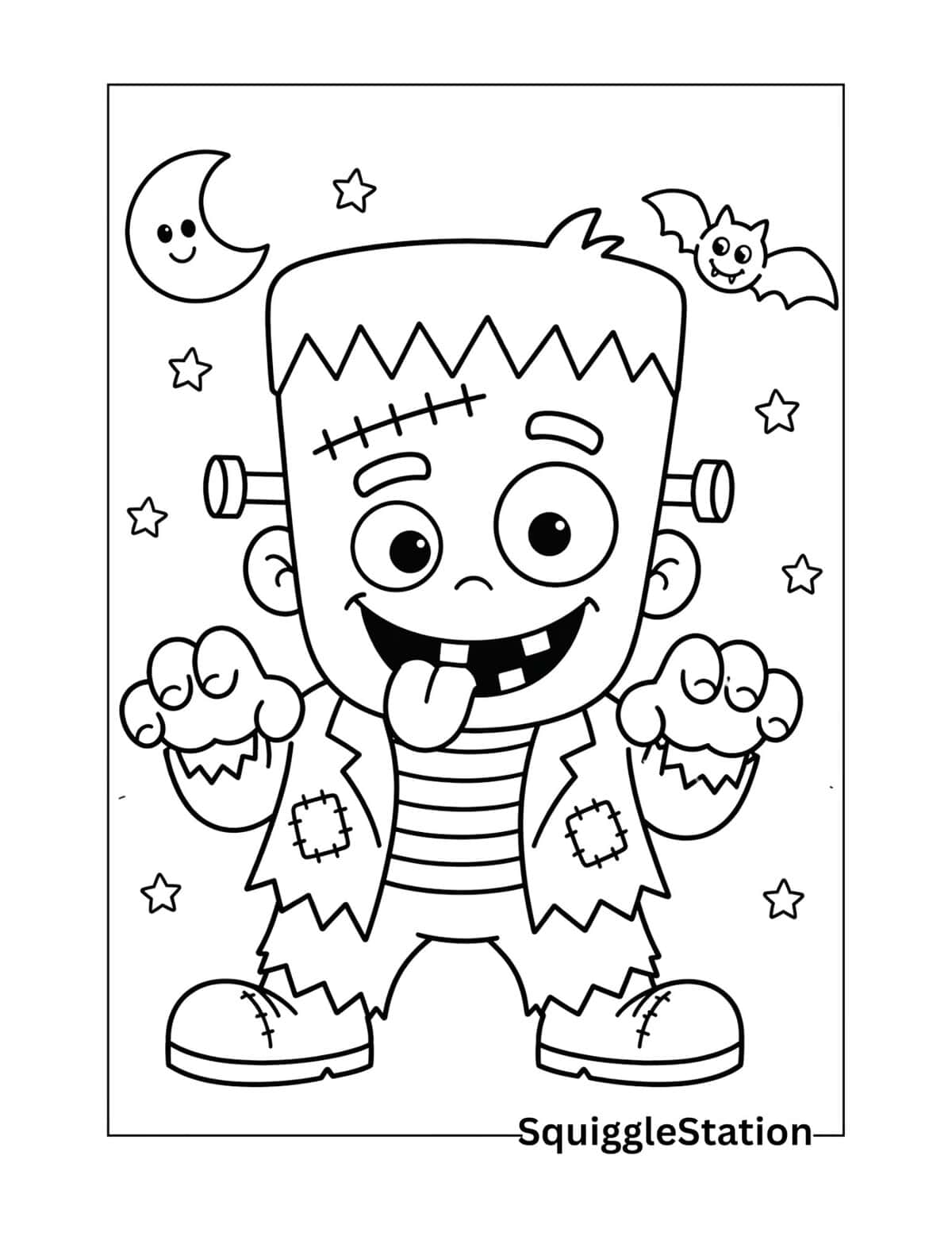 Cute Frankenstein Coloring Pages (Free Easy Halloween Printable PDFs ...