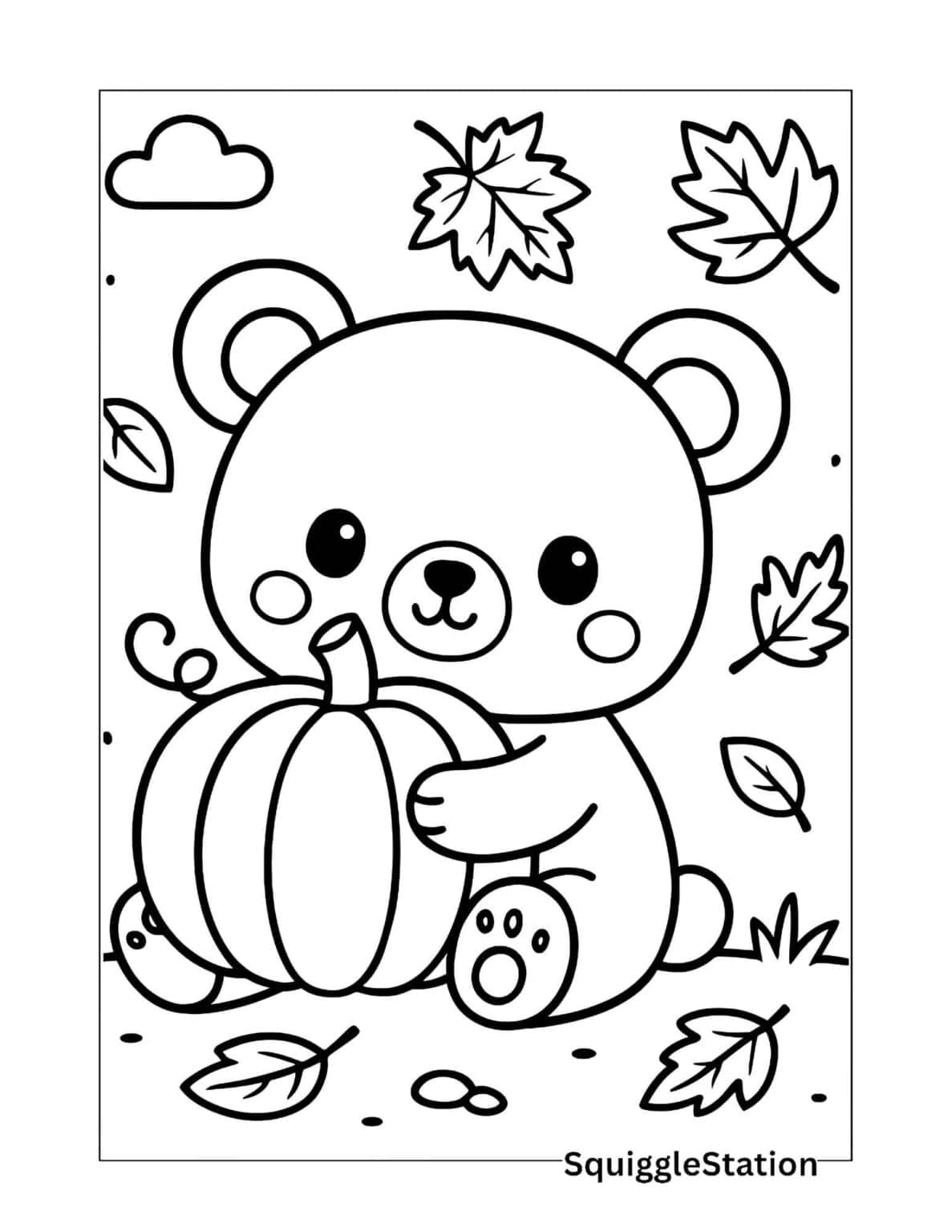 Cute Autumn Animals Coloring Pages (Free Printables) - Squigglestation.com