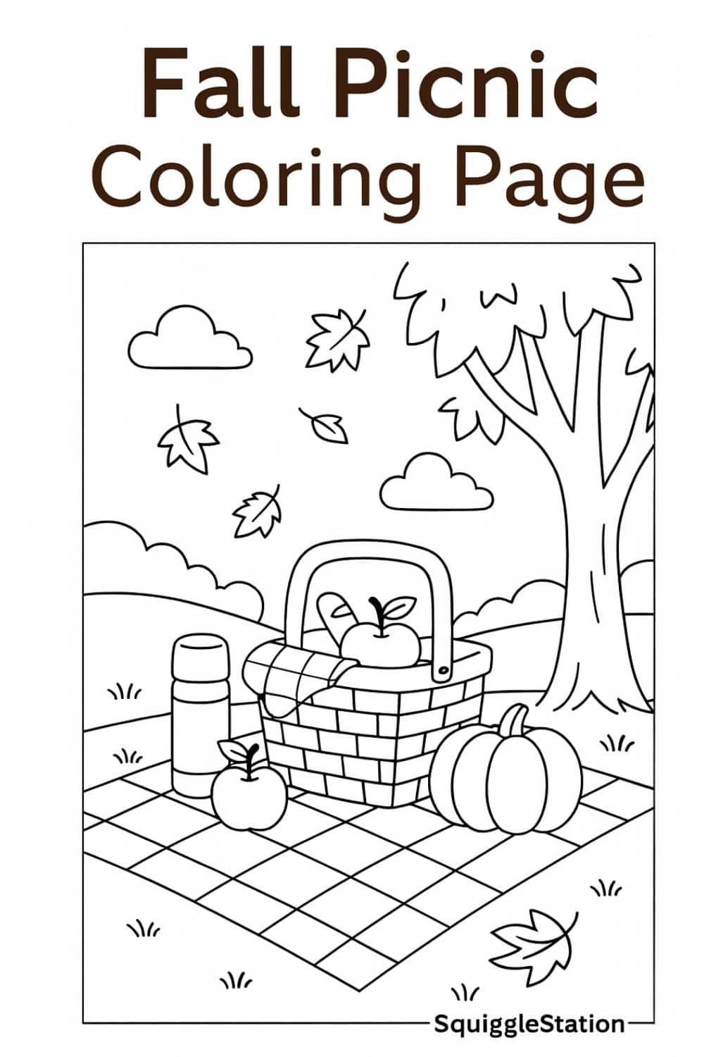 Fall Picnic Coloring Page (Free Printable PDF) - Squigglestation.com