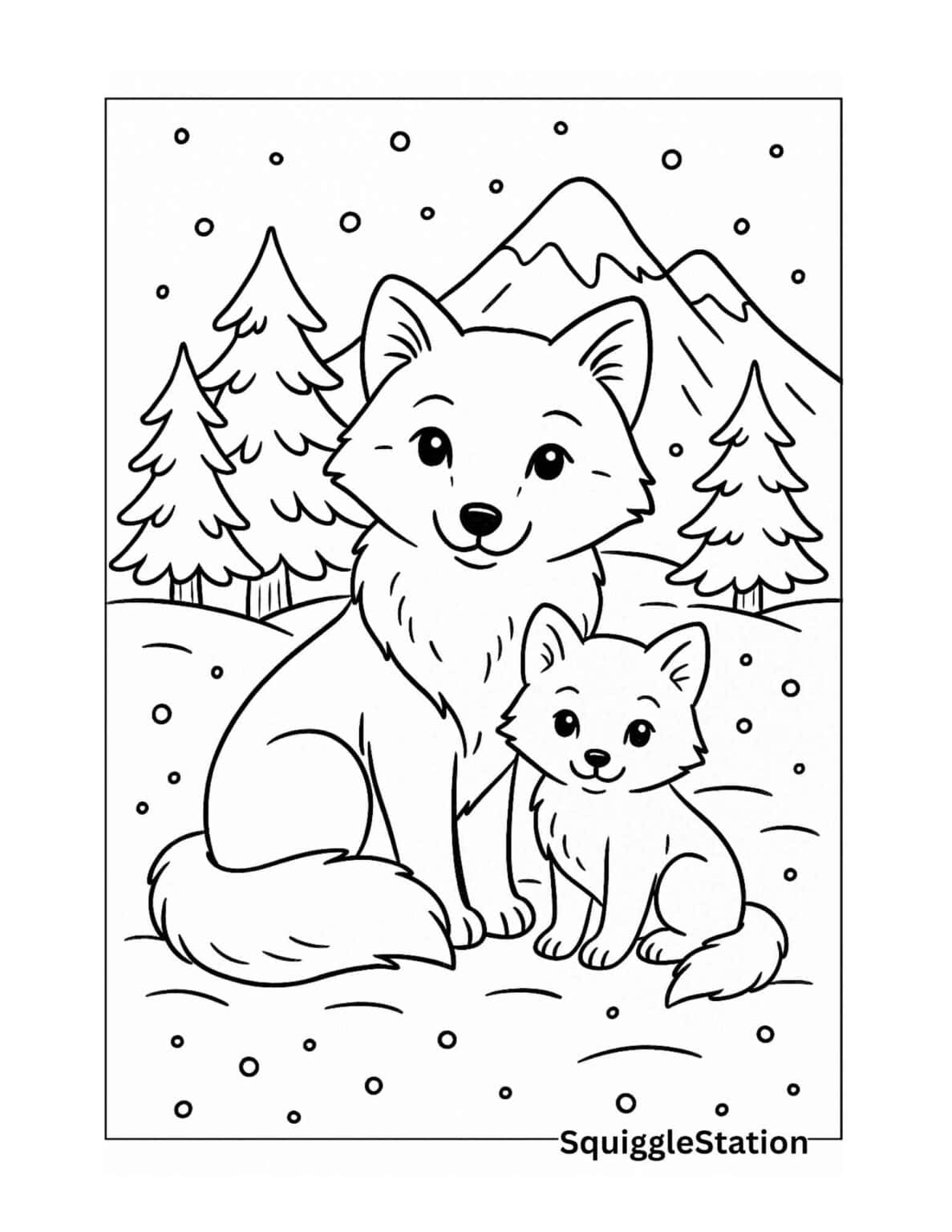 Winter Arctic Fox Coloring Pages (Free Printable Snow Fox PDFs For Kids ...