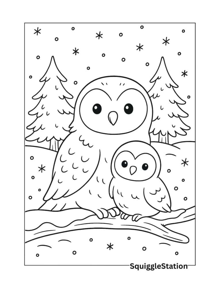 Free Winter Snowy Owl Coloring Pages (Printable Arctic Bird Sheets For ...