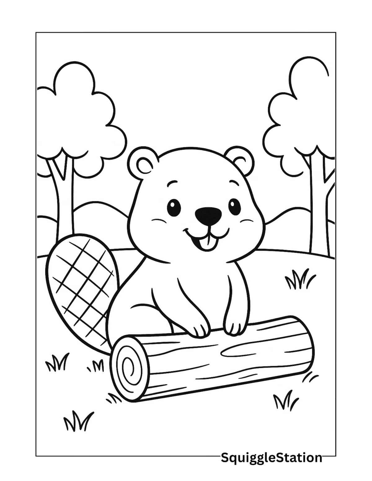 Cute Beaver Coloring Pages (Free Woodland Printables) - Squigglestation.com