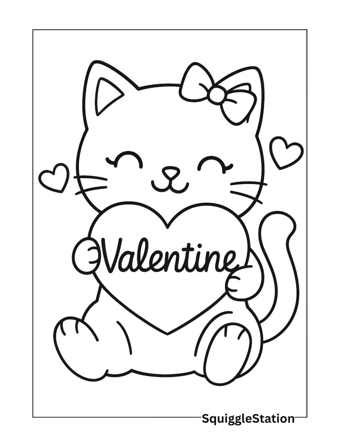 Valentine Cat Coloring Pages (Free Printable Kittens + Hearts ...