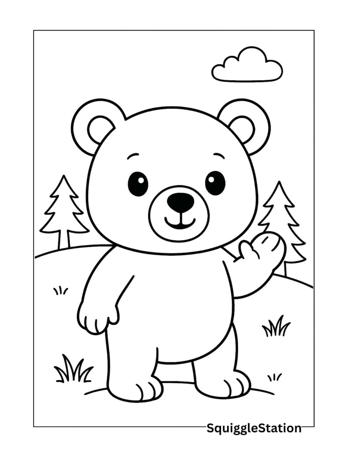 Cute Bear Coloring Pages (Free Woodland Printables) - Squigglestation.com