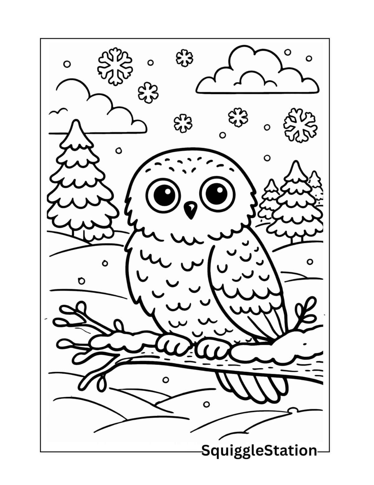 Free Winter Snowy Owl Coloring Pages (Printable Arctic Bird Sheets For ...