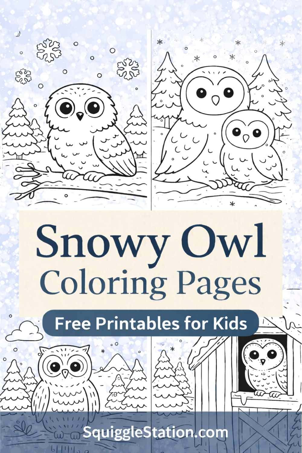 Free Winter Snowy Owl Coloring Pages (Printable Arctic Bird Sheets For ...