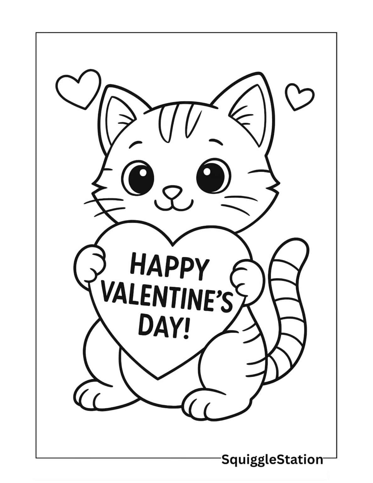 Valentine Cat Coloring Pages (Free Printable Kittens + Hearts ...