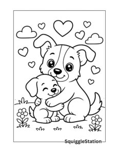 Valentine Dog Coloring Pages (Adorable Puppies + Hearts ...