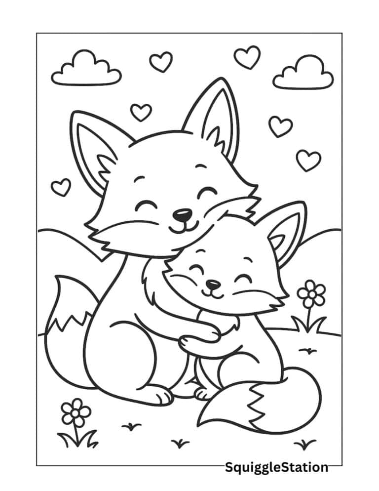 Valentine Fox Coloring Pages (Sweet & Simple Woodland Animals ...