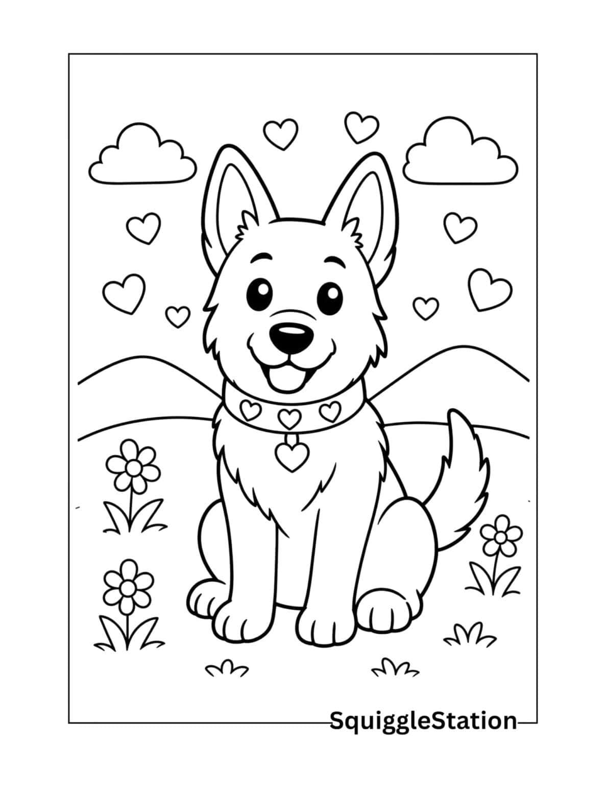Valentine Dog Coloring Pages (Adorable Puppies + Hearts ...