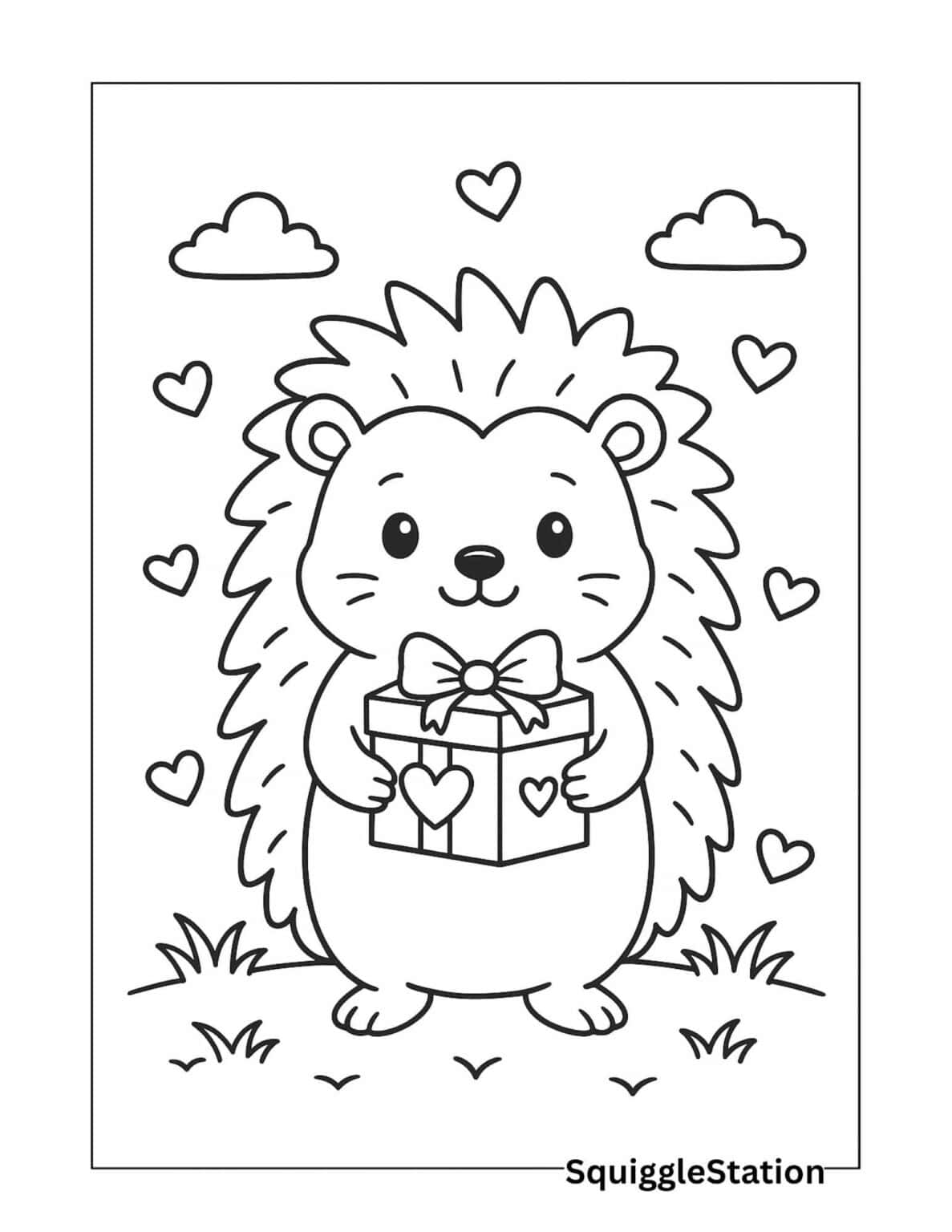 Valentine Hedgehog Coloring Pages (Cute Woodland Valentine Printables ...