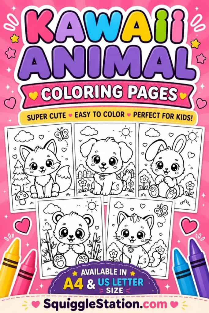 Kawaii Animal Coloring Pages For Kids (Cute & Easy Printables ...